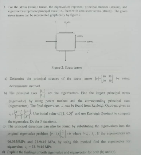3. For the stress (strain) tensor, the eigenvalues | Chegg.com