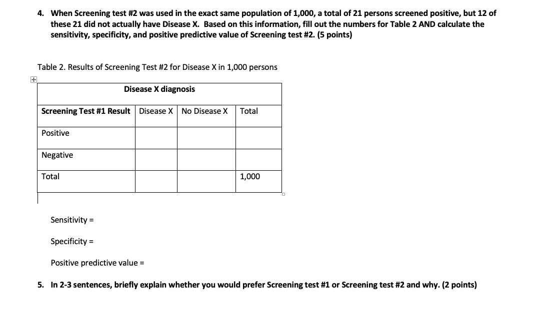 4. When Screening test #2 was used in the exact same | Chegg.com