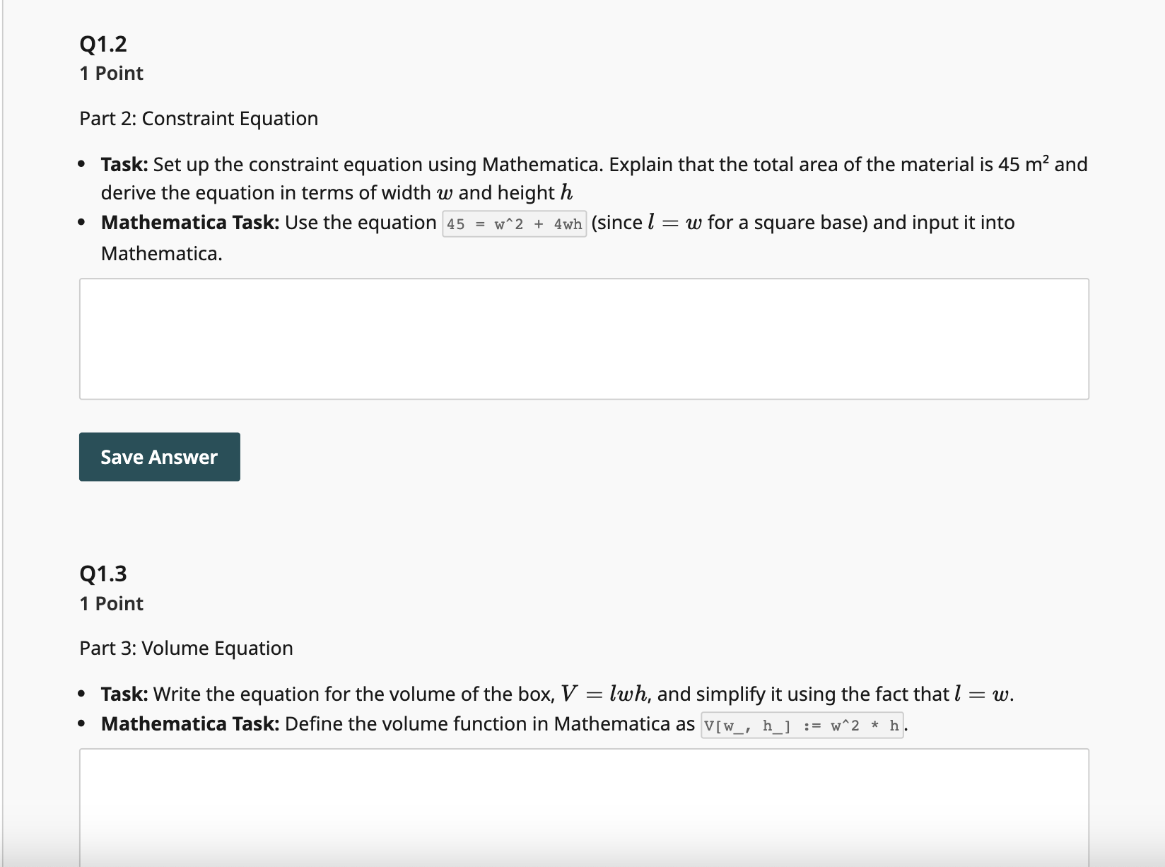 Solved Q1 9 Points Mathematica Assignment: Maximizing the | Chegg.com
