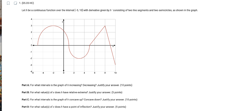 Solved Part A: For what intervals is the graph of h | Chegg.com