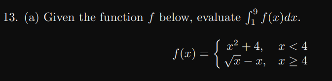 Solved 3. (a) Given the function f below, evaluate | Chegg.com