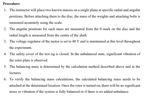 Solved Experiment 2) Balancing of Rotating Masses in a | Chegg.com