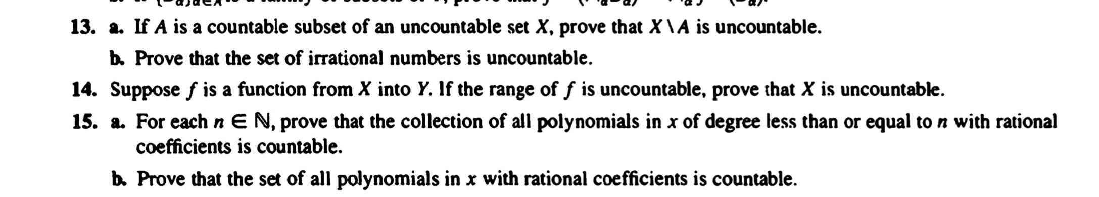 Solved 13. a. If A is a countable subset of an uncountable | Chegg.com