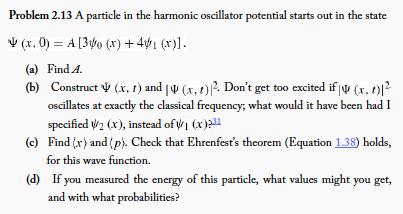 Solved Problem 2.13 A particle in the harmonic oscillator | Chegg.com