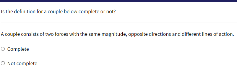 Solved Is the definition for a couple below complete or not? | Chegg.com