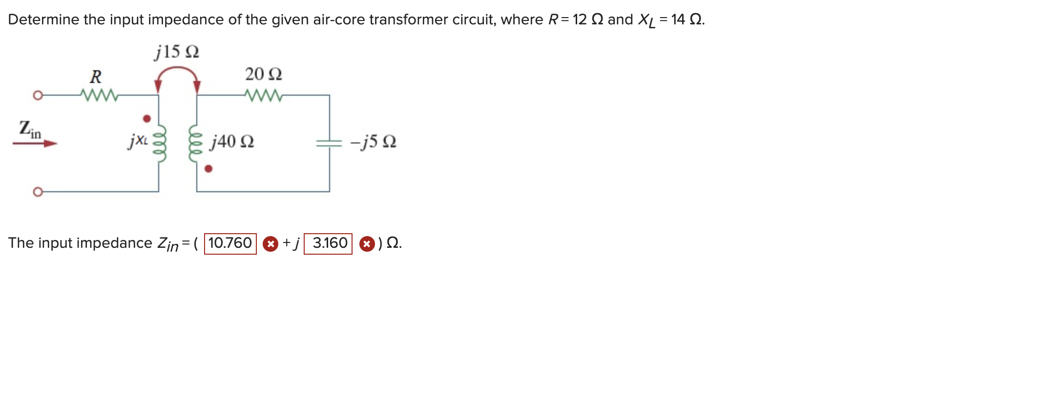 Solved Determine the input impedance of the given air-core | Chegg.com