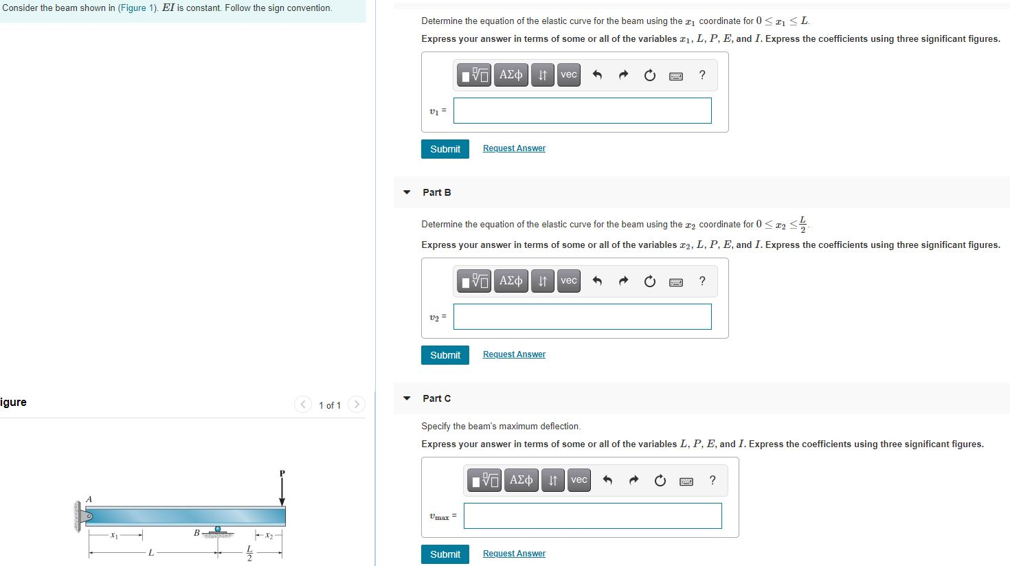 Solved Consider the beam shown in (Figure 1). EI is | Chegg.com