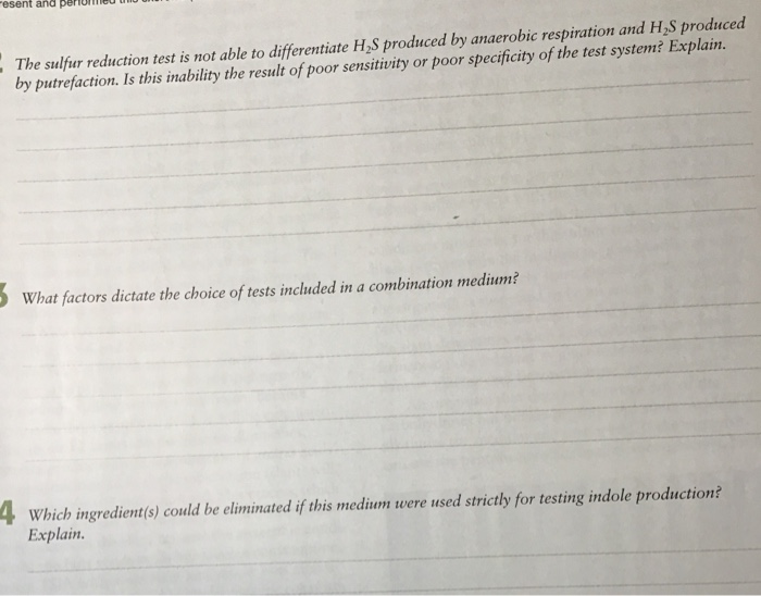 Solved esent and pernhid . The sulfur reduction test is not | Chegg.com