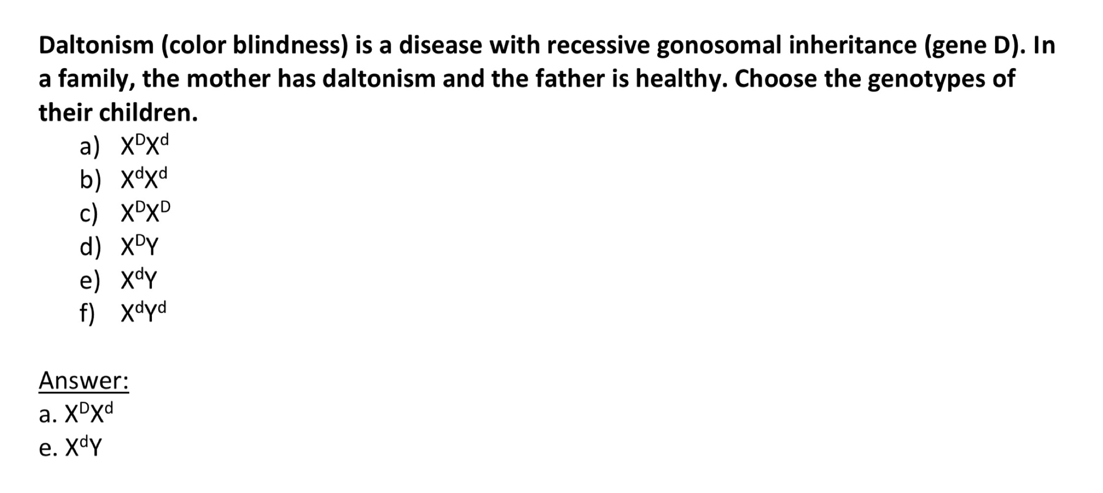 Solved Daltonism (color blindness) is a disease with | Chegg.com