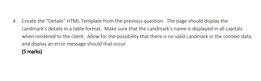 Solved 4. Create the "Details" HTML Template from the | Chegg.com