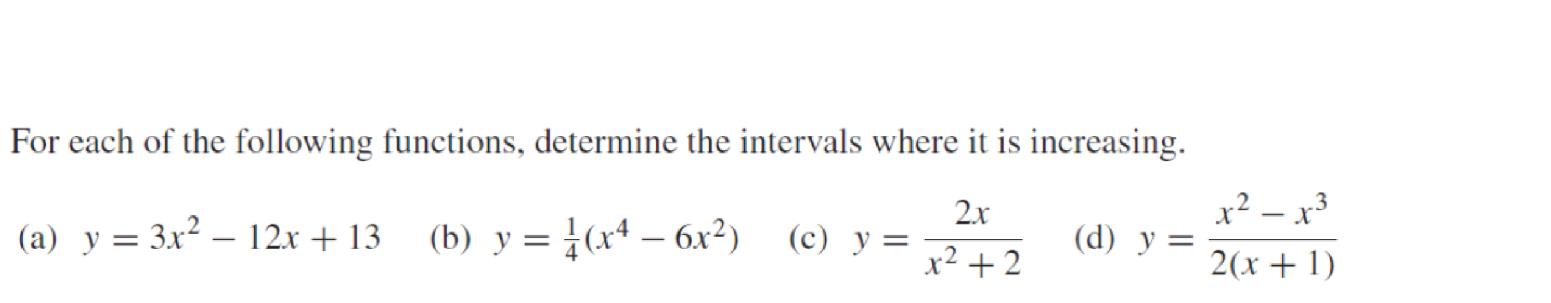 Solved For each of the following functions, determine the | Chegg.com