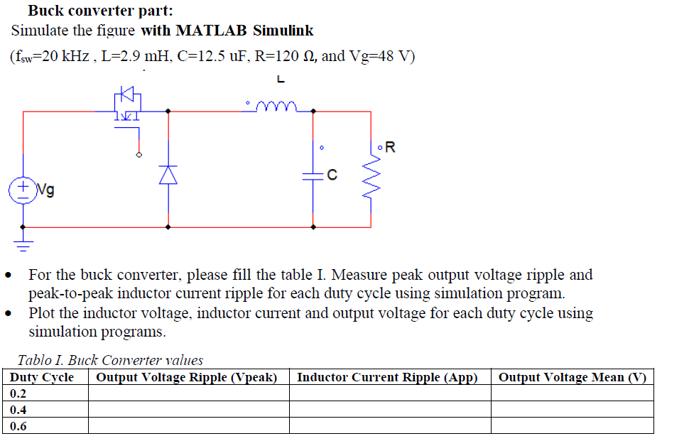 Solved Buck converter part: Simulate the figure with MATLAB | Chegg.com