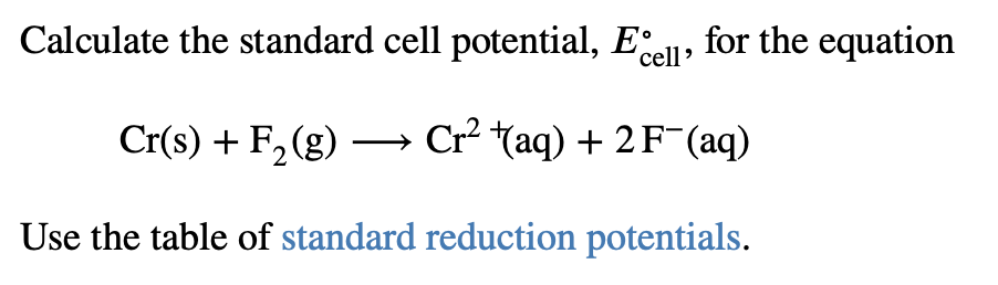 Solved Calculate The Standard Cell Potential Ecell ∘ For