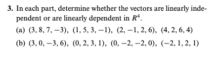 Solved 2. In each part, determine whether the vectors are | Chegg.com