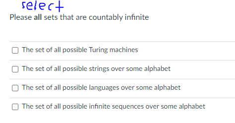 Solved select Please all sets that are countably infinite | Chegg.com