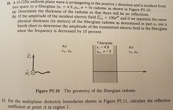 Solved A 10-GHz uniform plane wave is propagating in the | Chegg.com