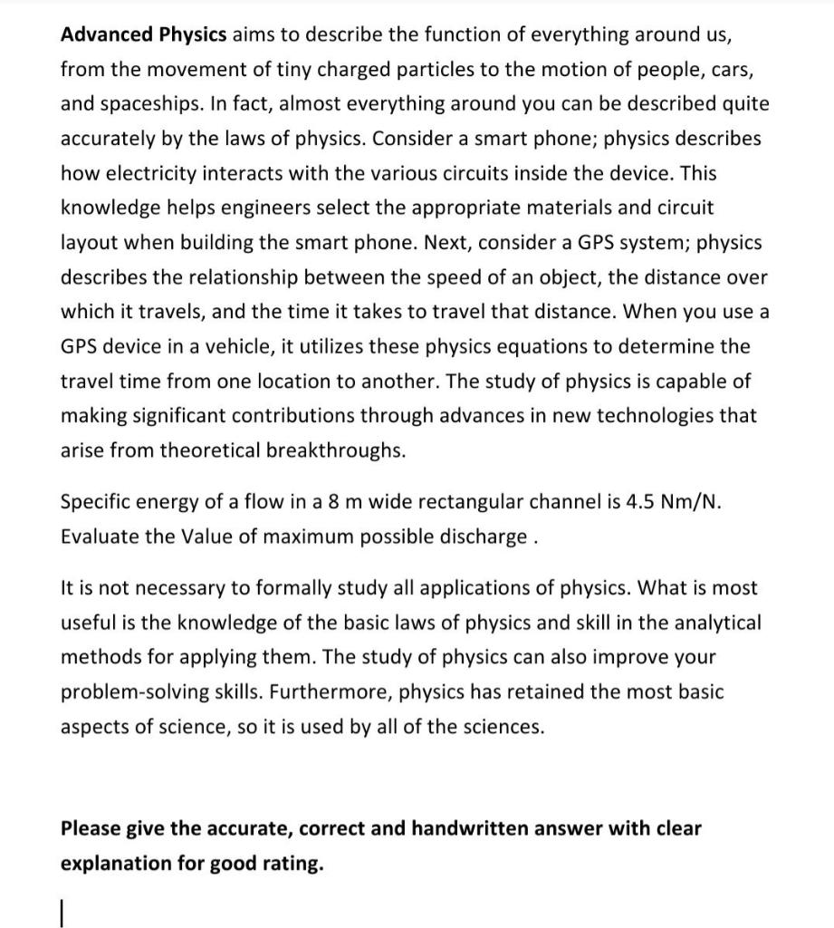 Solved Advanced Physics aims to describe the function of | Chegg.com