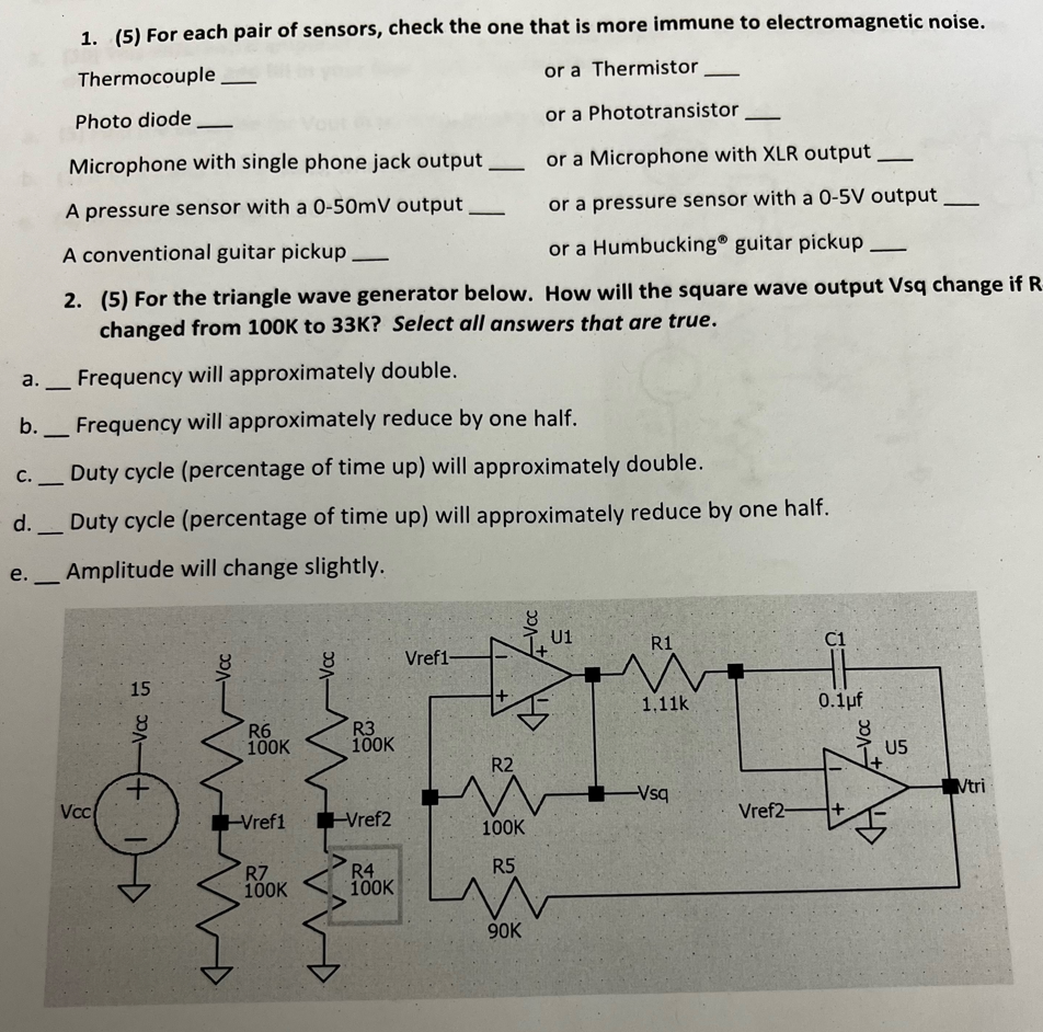 Solved 1. (5) For each pair of sensors, check the one that | Chegg.com