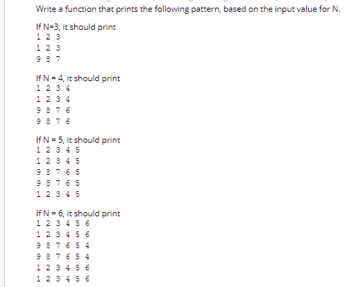 Solved Write a function that prints the following pattern, | Chegg.com