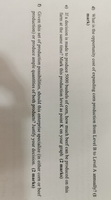 Solved d) What is the opportunity cost of expanding corn | Chegg.com