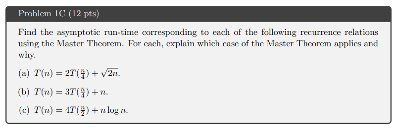 Solved Text version below:Problem 1C (12 pts) Find the | Chegg.com