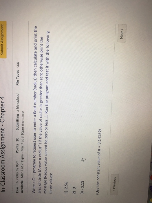 Solved Submit Assignment In-Classroom Assignment - Chapter 4 | Chegg.com