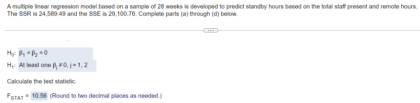 Solved A multiple linear regression model based on a sample | Chegg.com