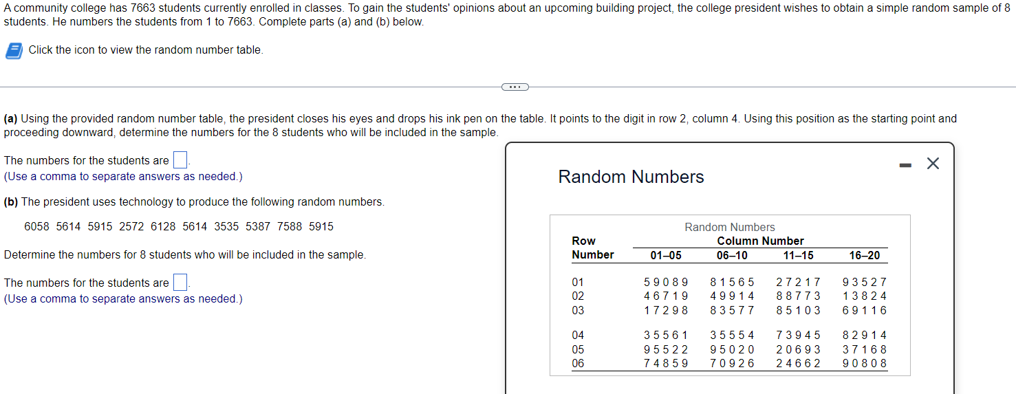 Solved students. He numbers the students from 1 ﻿to 7663. | Chegg.com