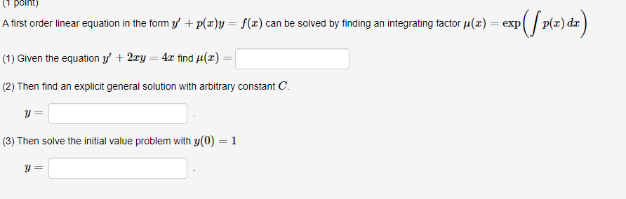 Solved A First Order Linear Equation In The Form