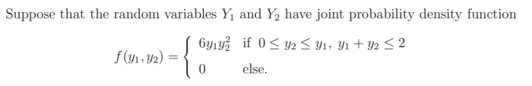 Solved Suppose that the random variables Y1 ﻿and Y2 ﻿have | Chegg.com