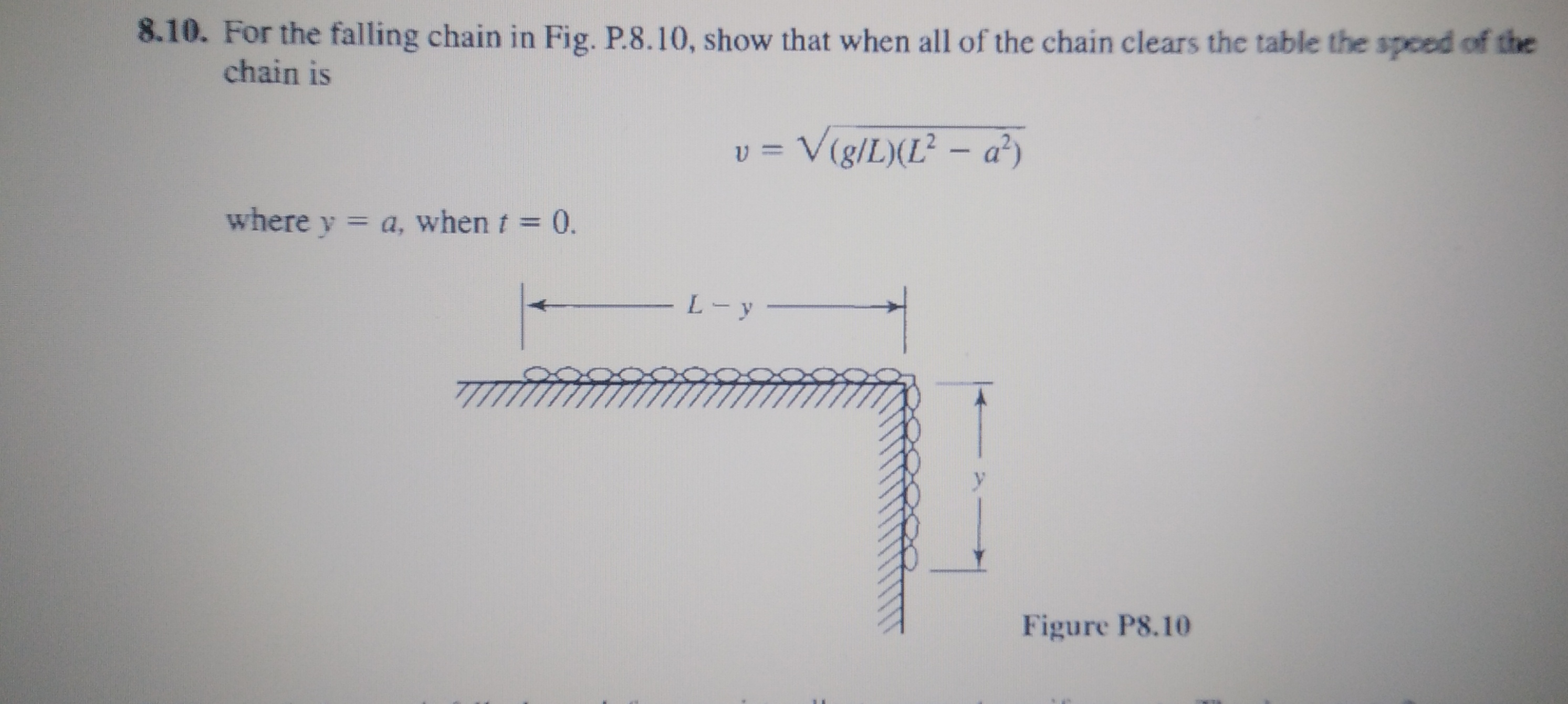 Solved 10. For the falling chain in Fig. P.8.10, show that | Chegg.com