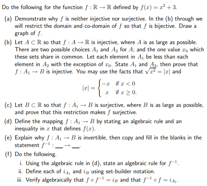 Solved = Do the following for the function f :R → R defined | Chegg.com