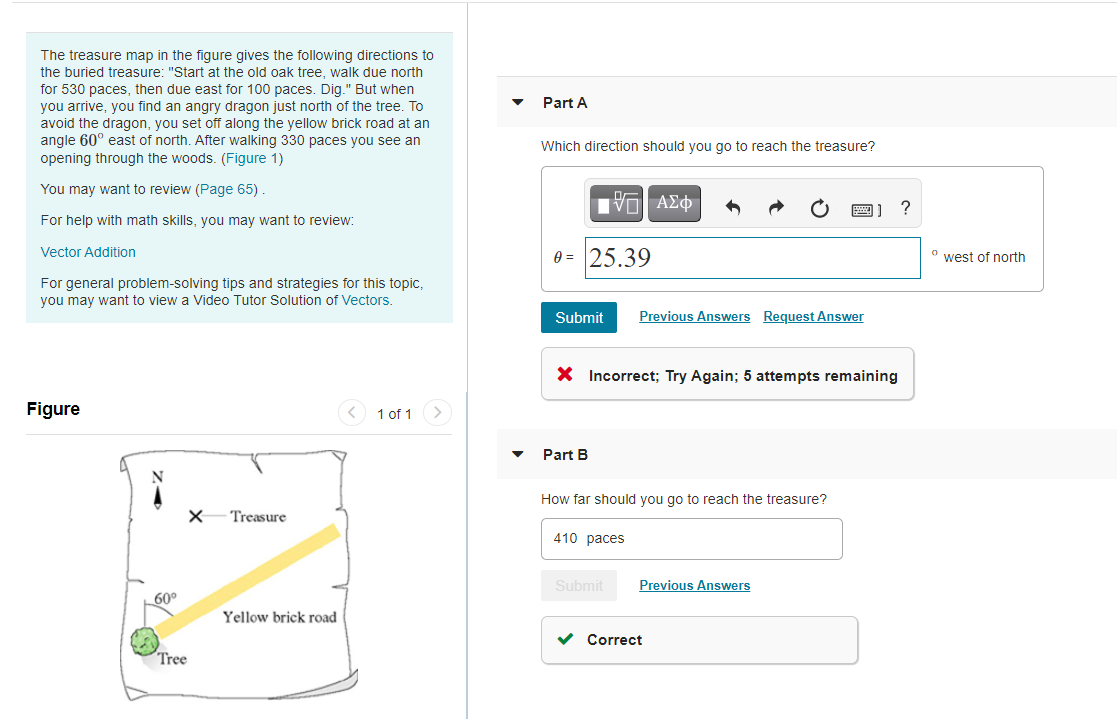Solved Part A The treasure map in the figure gives the | Chegg.com