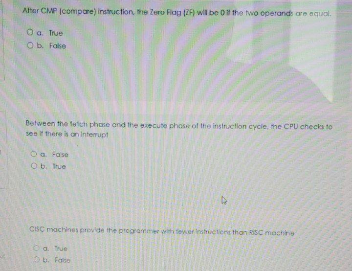 Solved After CMP (compare) instruction, the Zero Flag (ZF) | Chegg.com