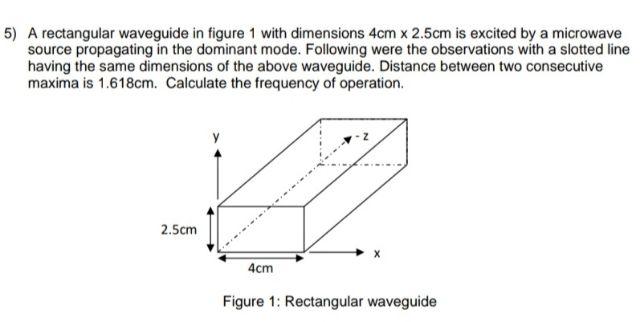 Solved 5) A rectangular waveguide in figure 1 with | Chegg.com
