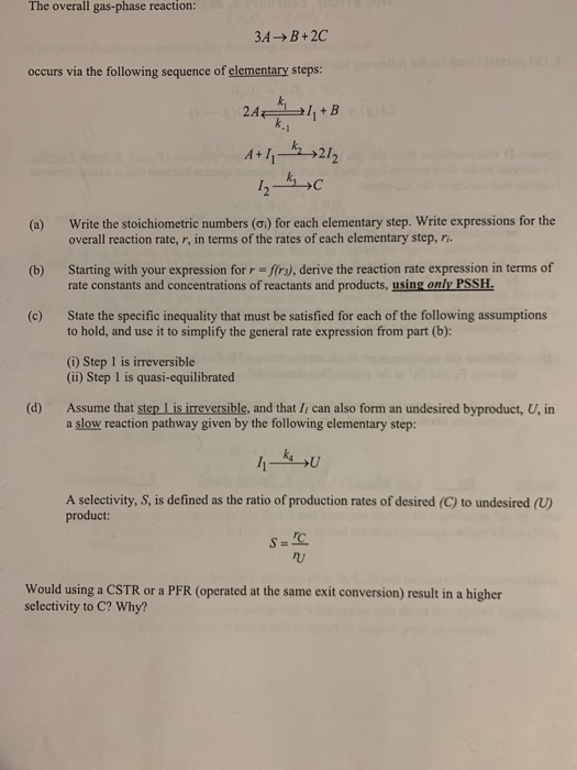 Solved The overall gas-phase reaction: A-B+2C occurs via the | Chegg.com