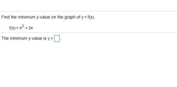 Solved Find the minimum y-value on the graph of y = f(x). | Chegg.com