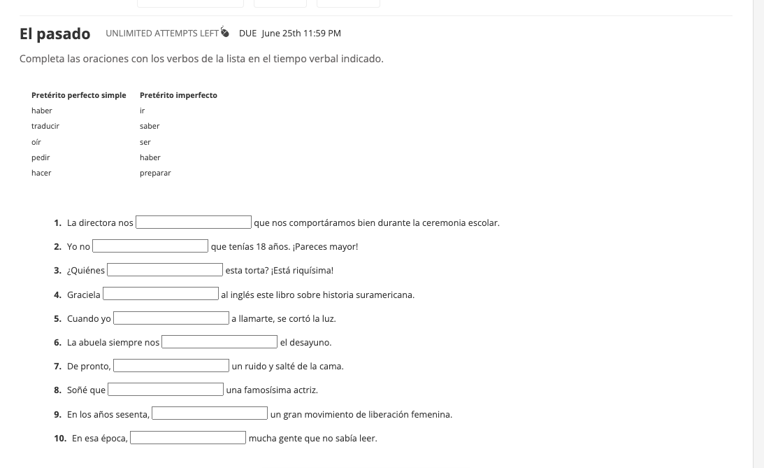 Completar UNLIMITED ATTEMPTS LEFT DUE June 25th 11:59 | Chegg.com