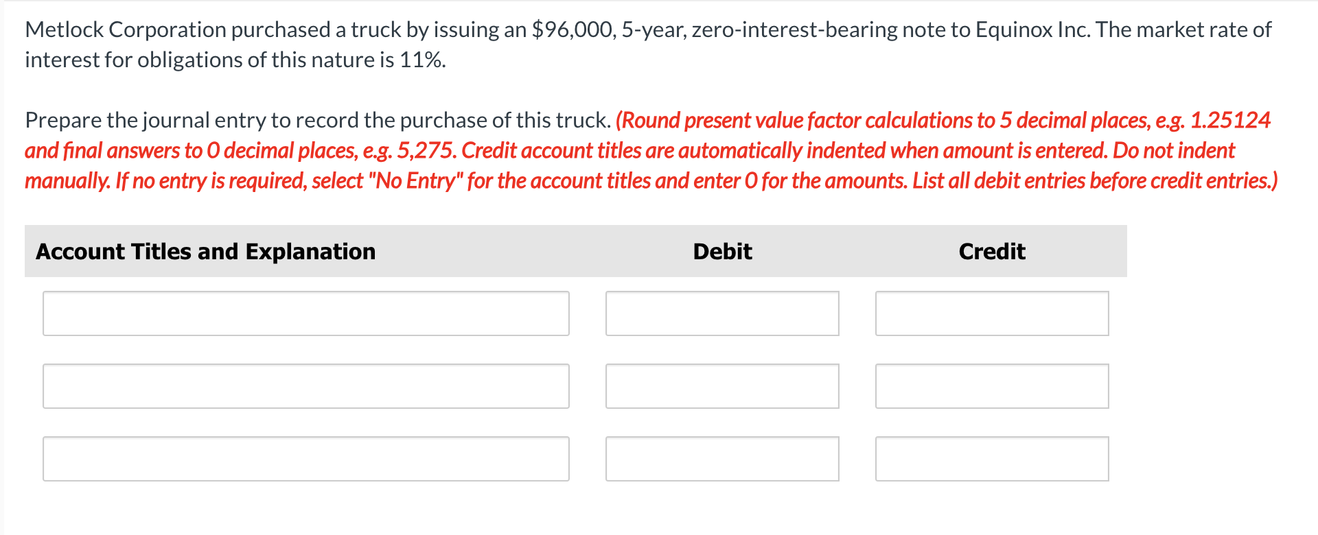 Solved Metlock Corporation purchased a truck by issuing an | Chegg.com