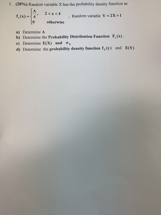 Solved I . (20%) Random variable X has the probability | Chegg.com