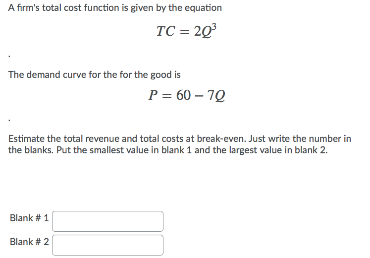 Solved A firm's total cost function is given by the equation | Chegg.com
