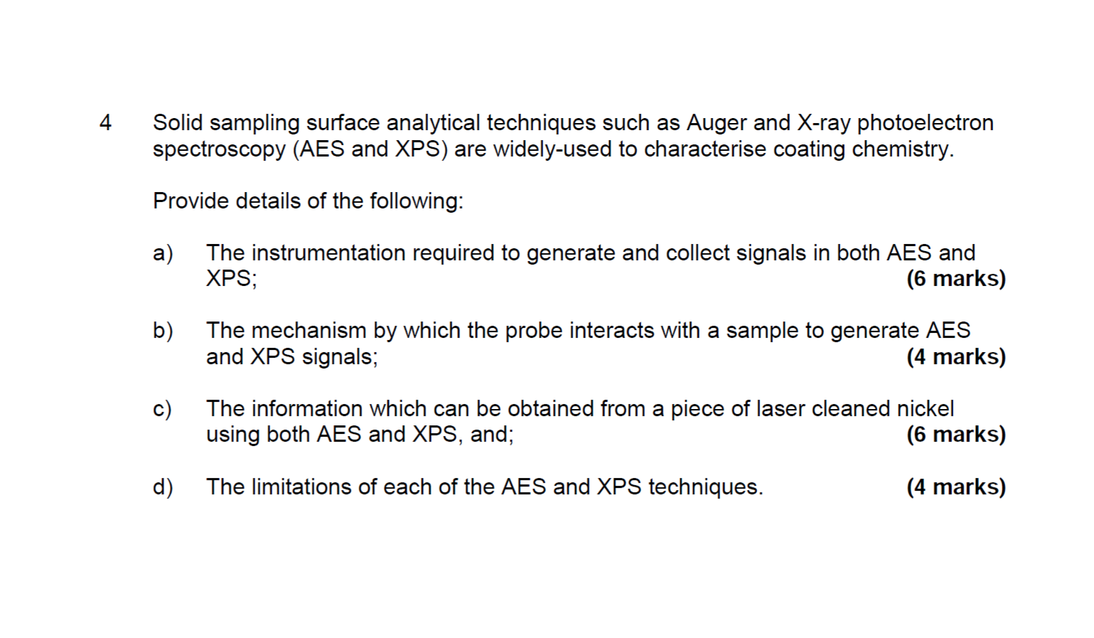 Solved 4 Solid sampling surface analytical techniques such | Chegg.com