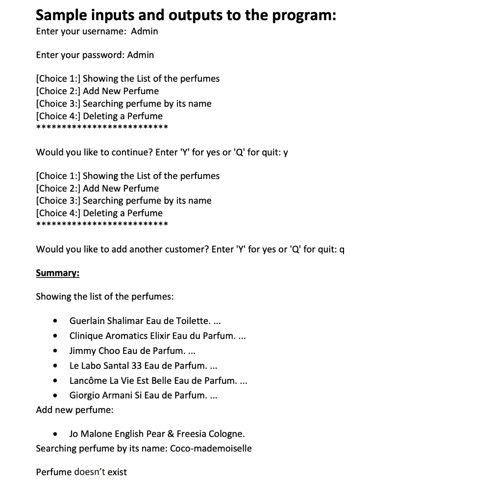 Assignment Specifications 1. The program will manage | Chegg.com