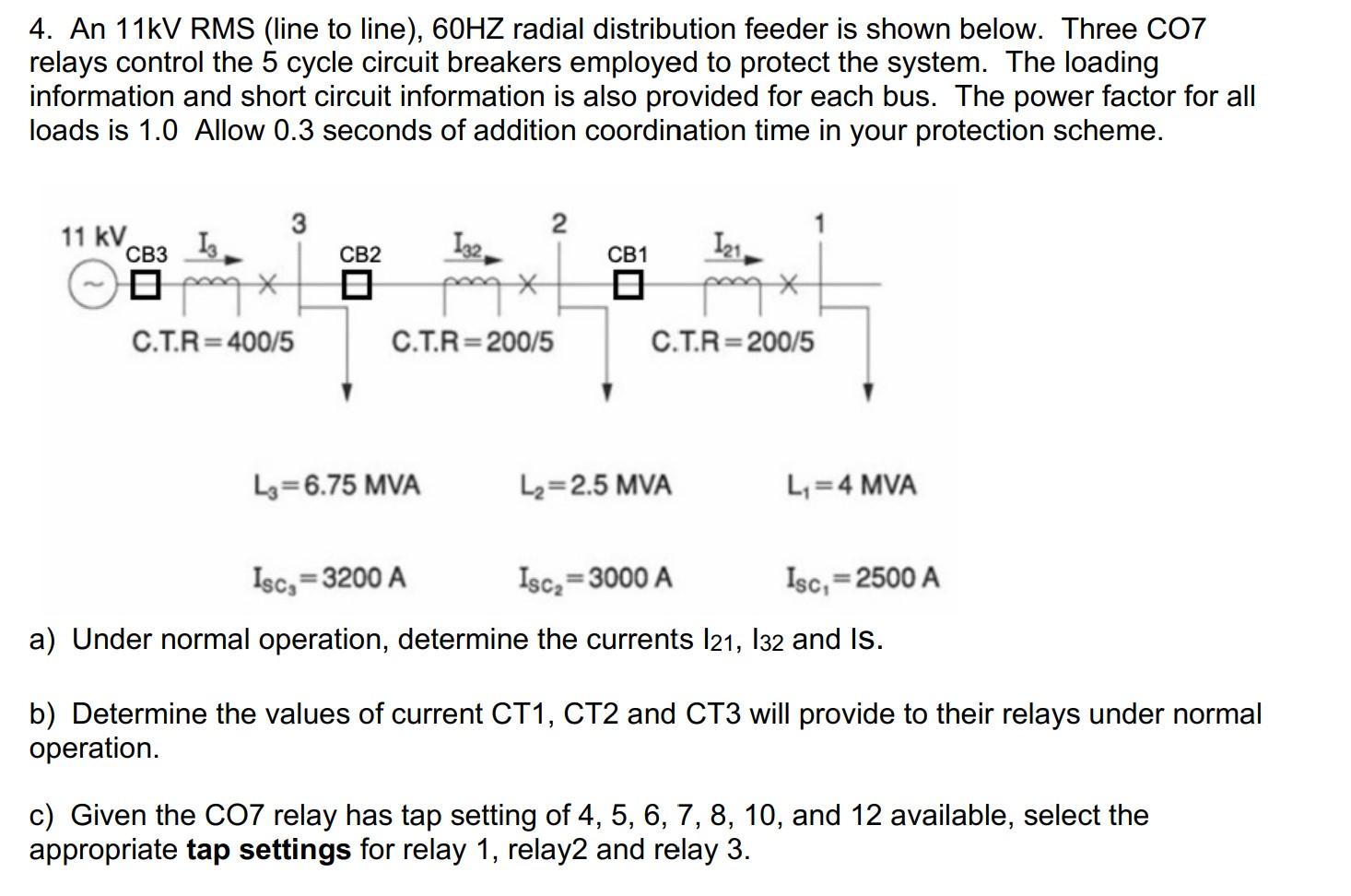 Solved 4. An 11kV RMS (line to line), 60HZ radial | Chegg.com