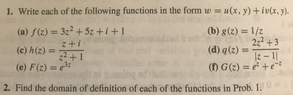 Solved 1. Write each of the following functions in the form | Chegg.com