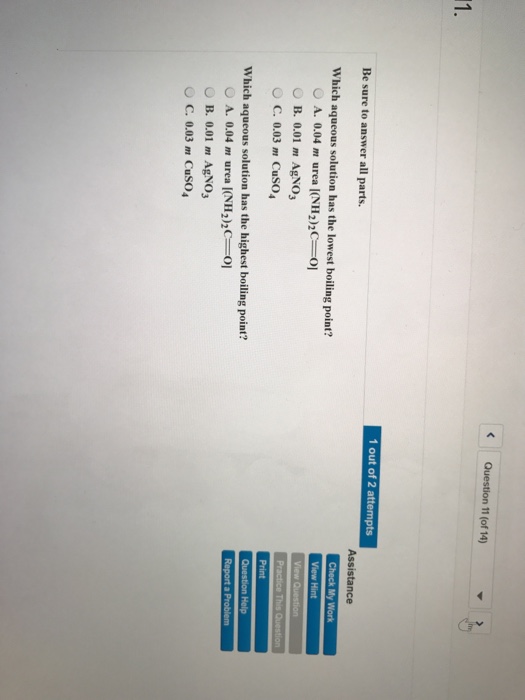 Solved Which aqueous solution has the lowest boiling point? | Chegg.com
