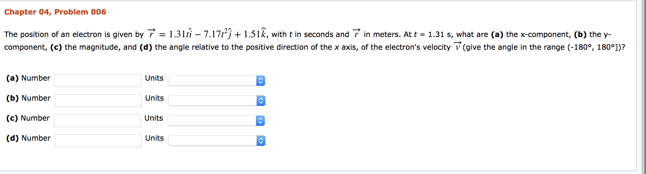 Solved Chapter 04, Problem 006 + The position of an electron | Chegg.com