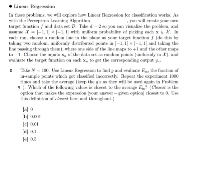 Linear Regression In these problems, we will | Chegg.com