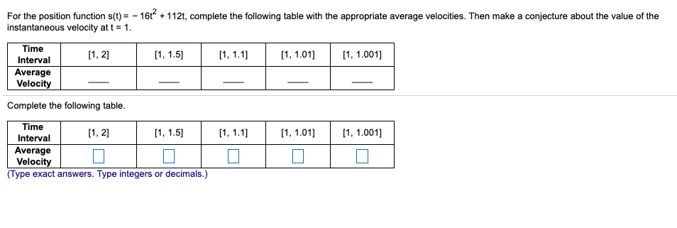 Solved For The Position Function S T 167 112t