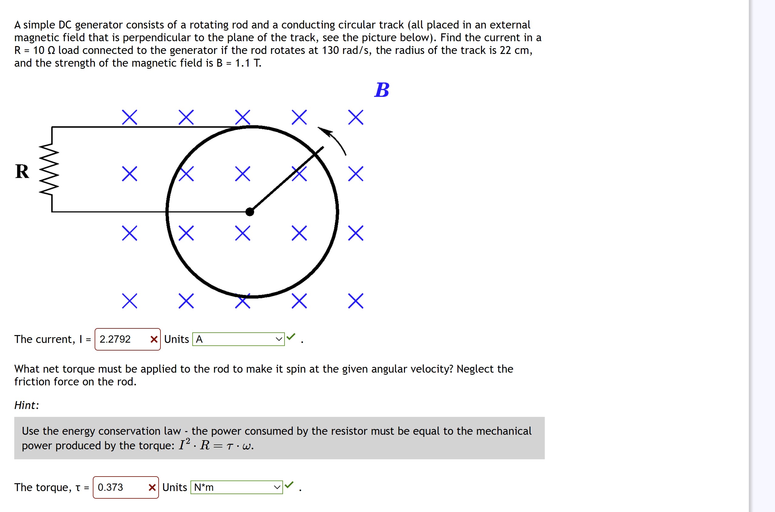 Solved A simple DC generator consists of a rotating rod and | Chegg.com